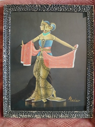 ASIAN Wayang Wong Female Dancer SIGNED Framed Painting 15x12 | eBay