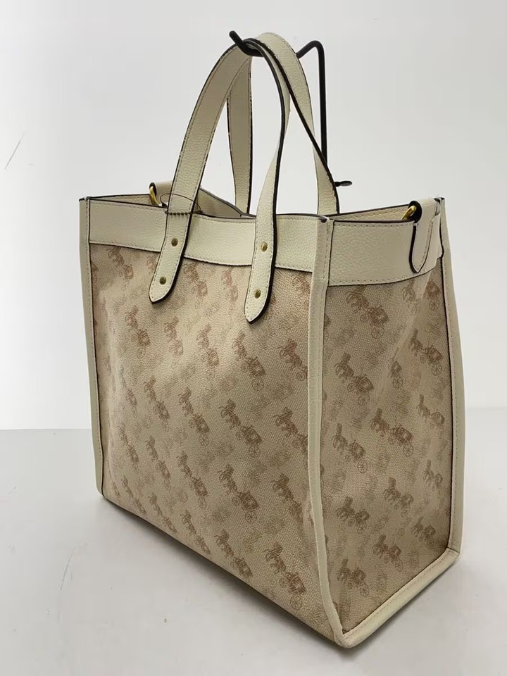 COACH Tote Bag Leather BEG All-Over Print | eBay UK