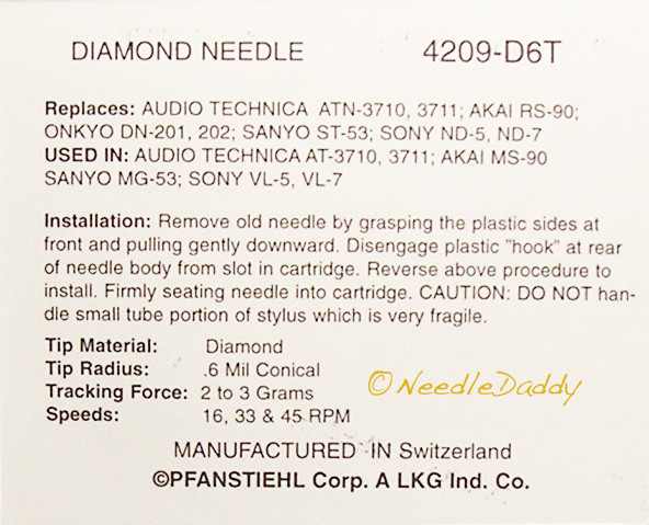 TURNTABLE NEEDLE FOR Akai RS-90 MS-90 DN-201 DN-202 ST-53 MG-53 209-D6T ...