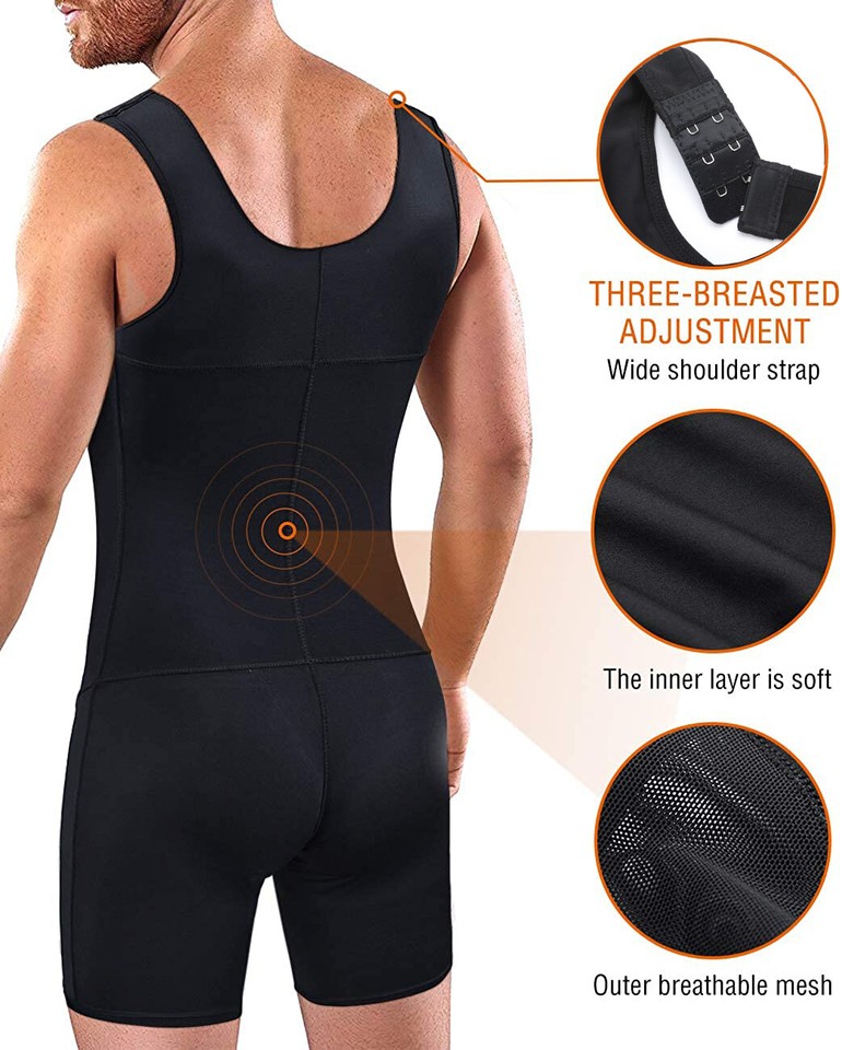 Men Shapewear Bodysuit Full Body Shaper Compression Slimming Suit ...