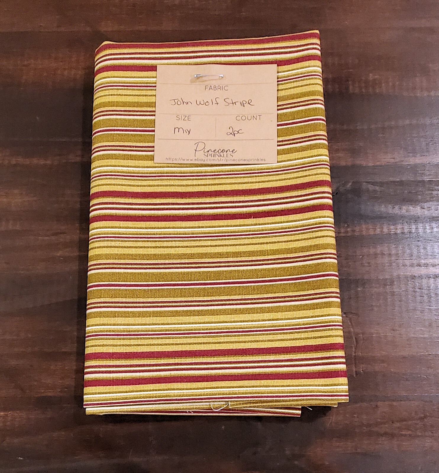 John Wolf Shabby Stripe Screen Print Red Green Decorator Fabric by ...