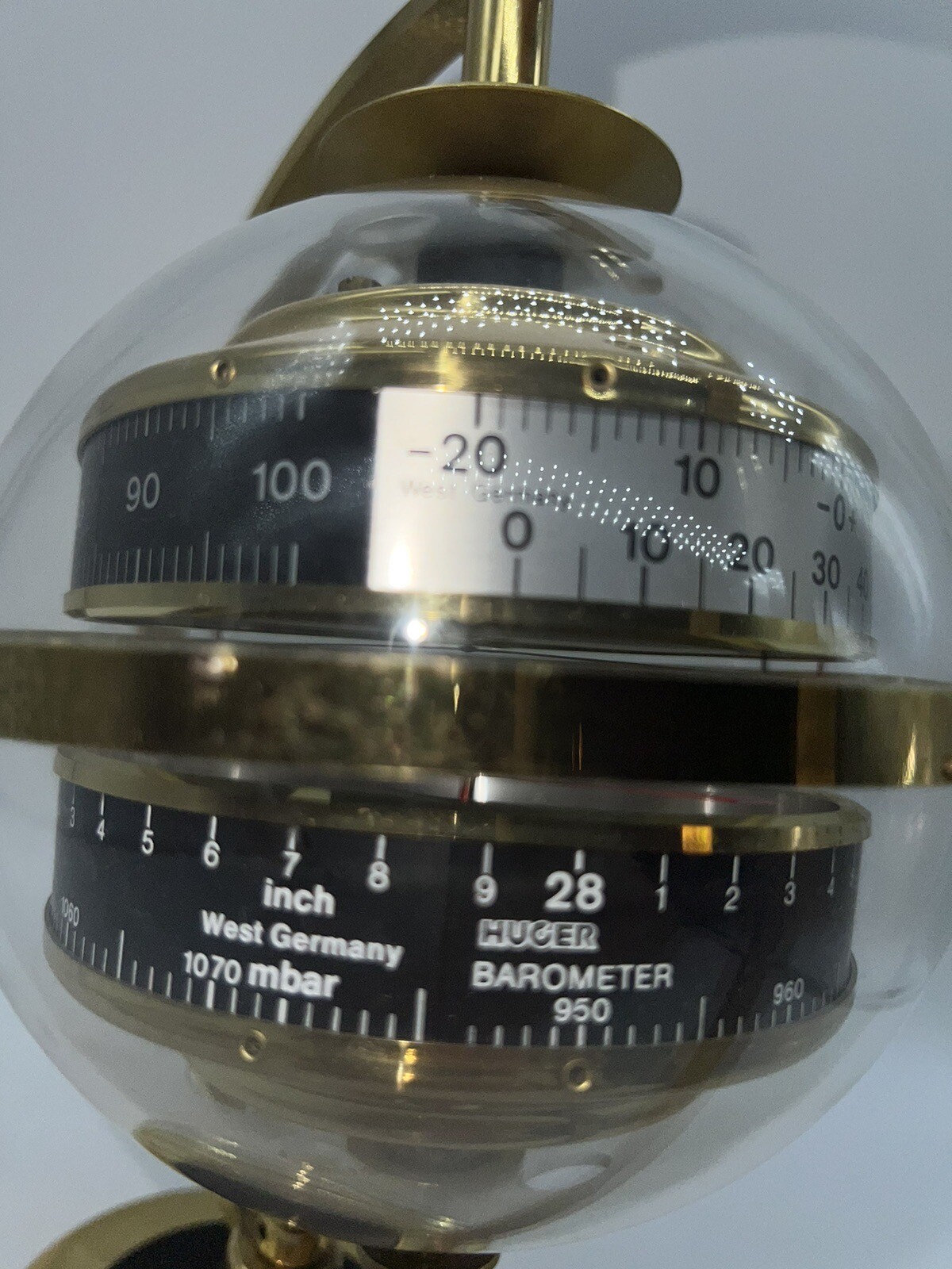 Atomic Sputnik brass lucite weather barometer Huger W.Germany 1960 HTF ...