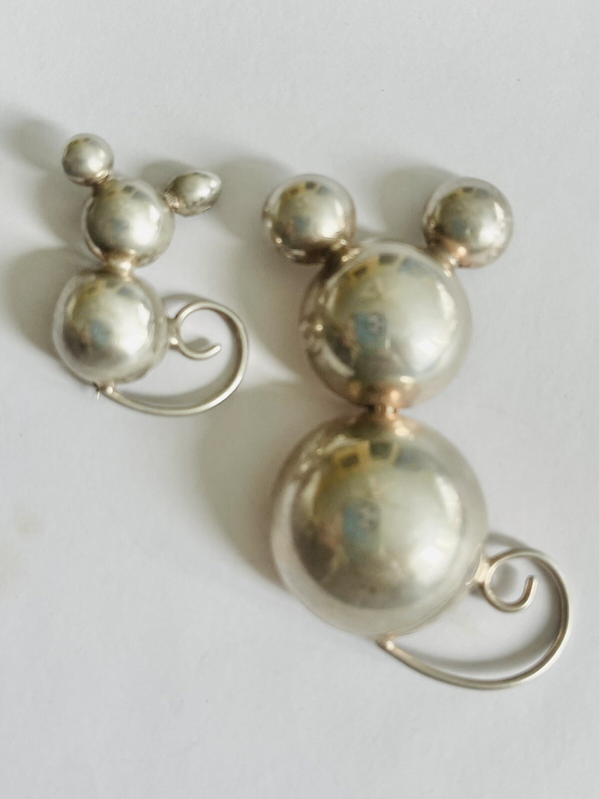 vintage sterling silver mouse brooch set with gilded neck rings. very ...