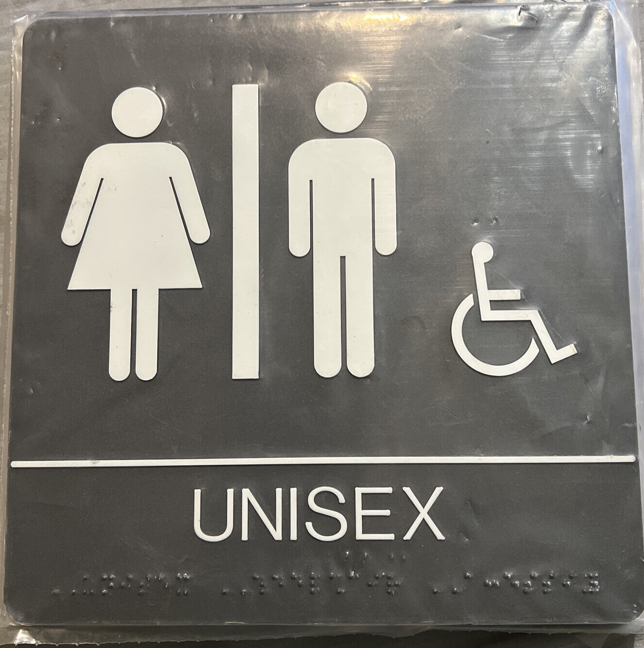 Kroy Unisex Black Restroom Sign Male Female Handicapped ADA Braille 8 ...