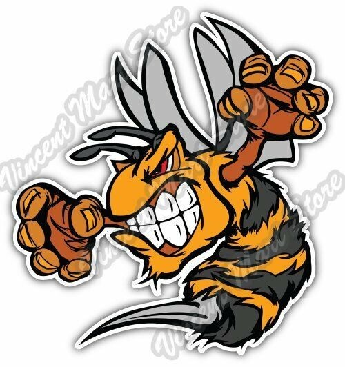 Bee Hornet Wasp Fighting Cartoon Car Bumper Window Vinyl Sticker Decal ...
