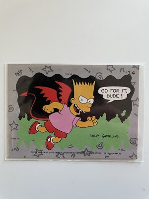 1990 TOPPS THE SIMPSONS STICKER EVIL BART GO FOR IT DUDE # 14 (MINT+ ...