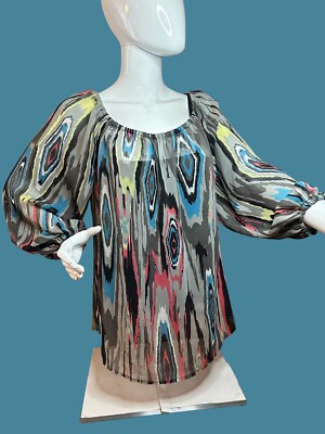 Jonathan Martin Semi Sheer Loose Fit Blouse Puff Sleeve, Attached Cami ...