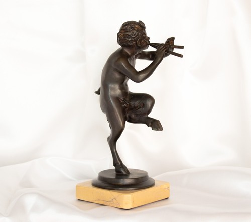 Bronze Figure Pan Mounted On Marble Base Greek God | eBay