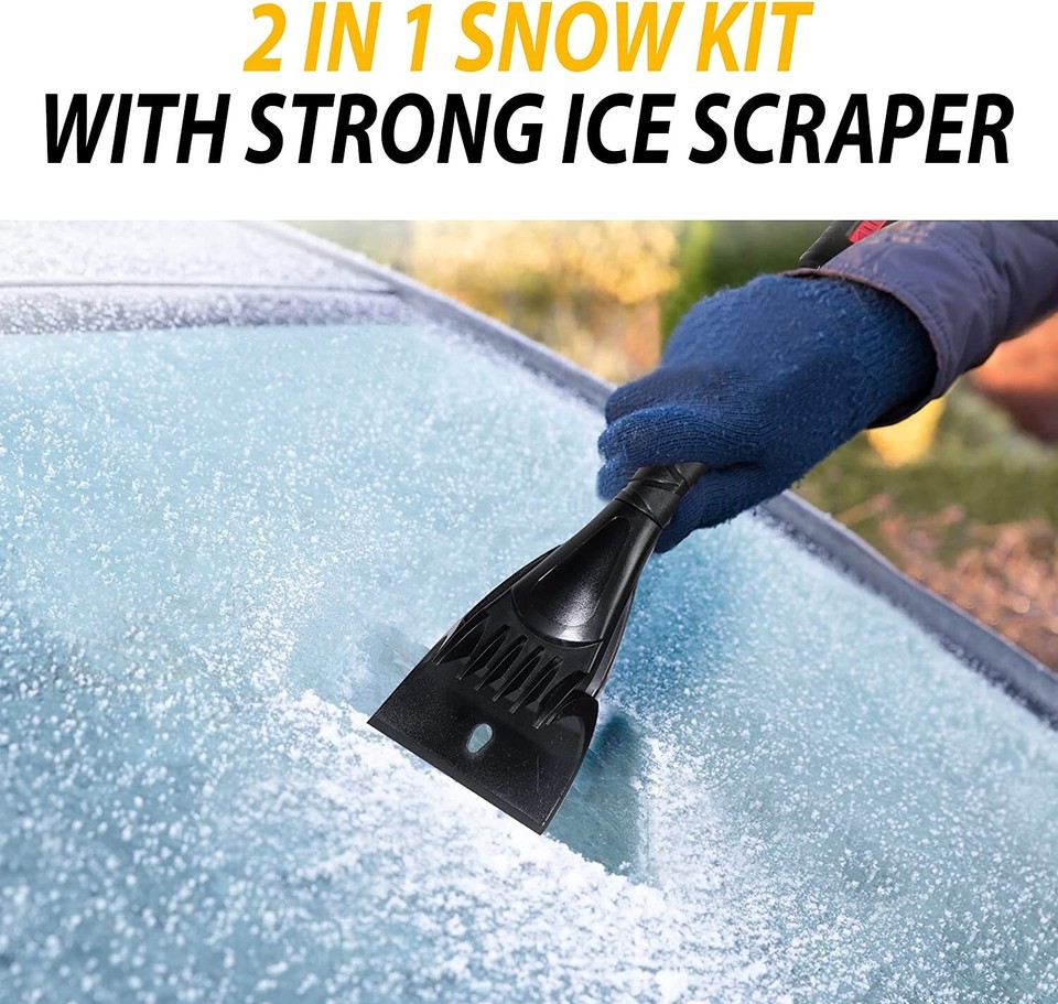 62" Portable Extendable Snow Brush and Ice Scraper 360° Pivoting Brush ...