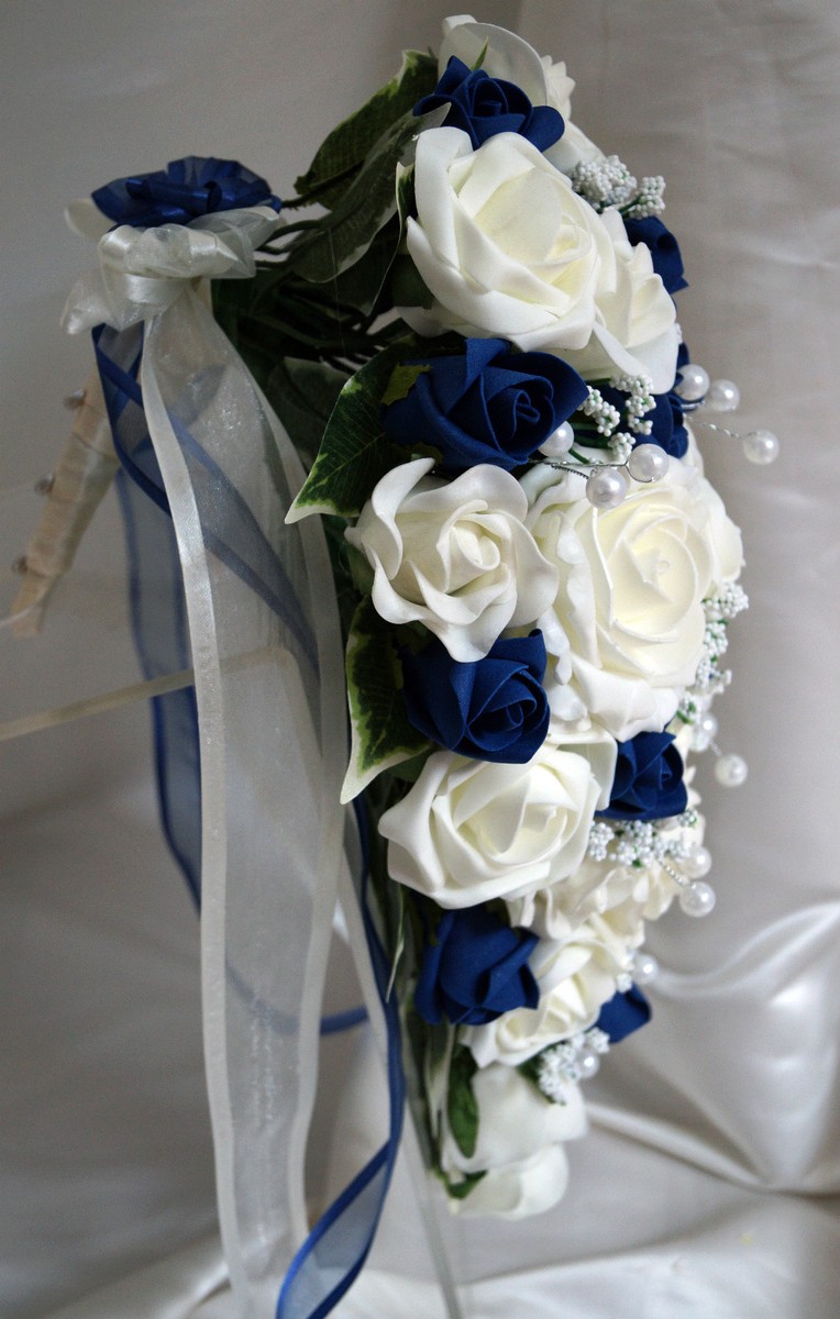 Navy Blue And Ivory Flowers