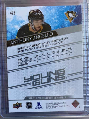 2020-21 Upper Deck - Young Guns Anthony Angello #472 (RC) for sale ...