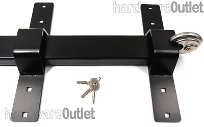 Locking BLACK CRASH BAR Sliding Security Bar Door Heavy Duty Made in ...