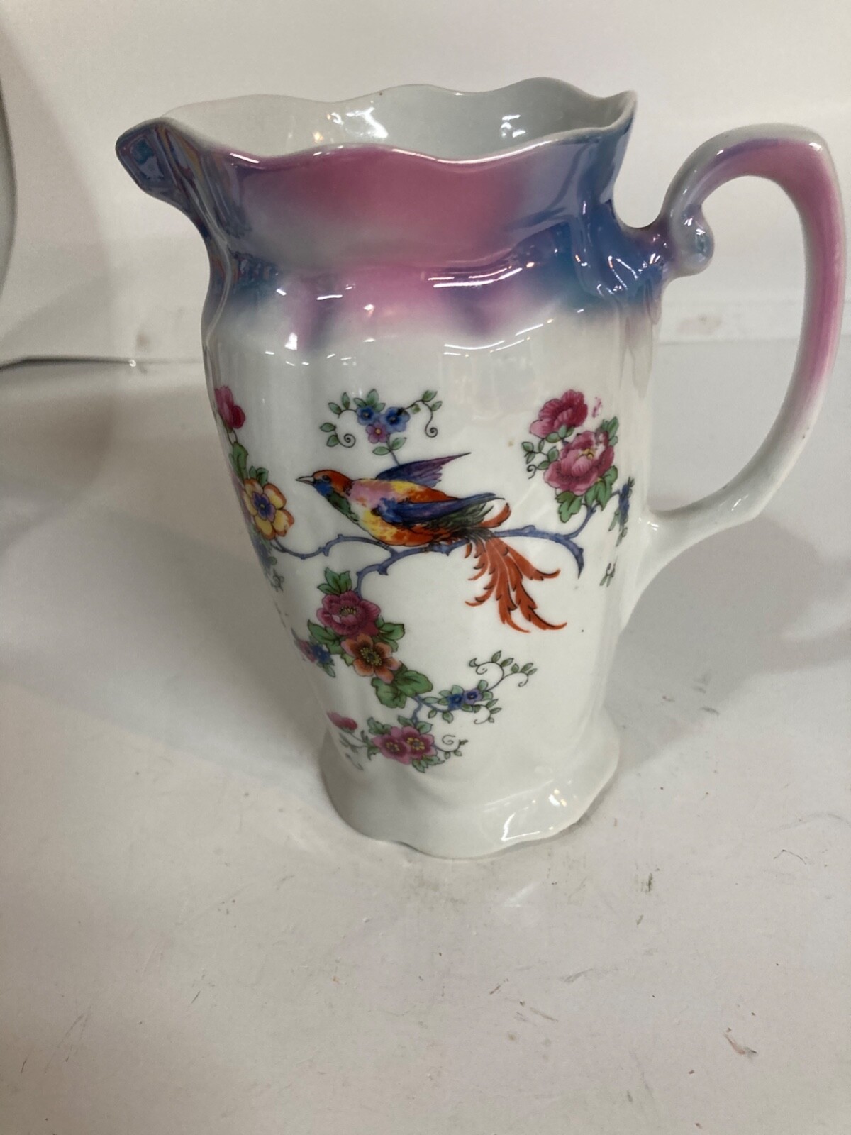 Vintage Porcelain Water Pitcher Flowers and bird made in Germany | eBay