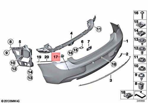 Genuine BMW F22 F23 218d 218i 220d 220dX Set Mounts Pdc Sensor Rear ...