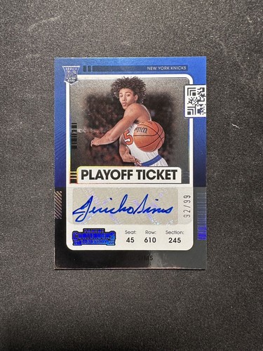 2021-22 Panini Contenders Playoff Ticket Jericho Sims Auto Knicks /99 ...