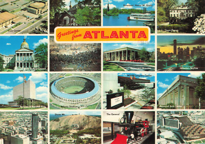 GREETINGS FROM DYNAMIC ATLANTA GA GEORGIA POSTCARD MULTPLE VIEWS 1980 ...
