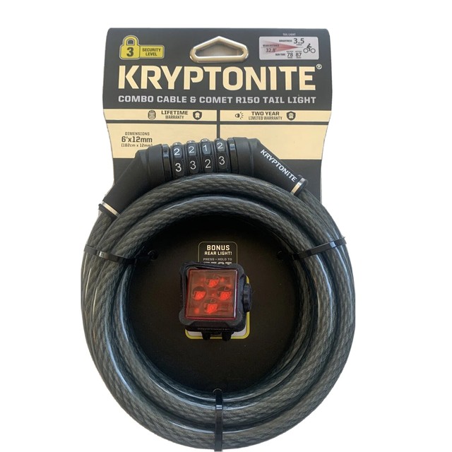 Kryptonite Combo Cable & Comet R150 Tail Light combination lock level 3 (New) for sale online | eBay