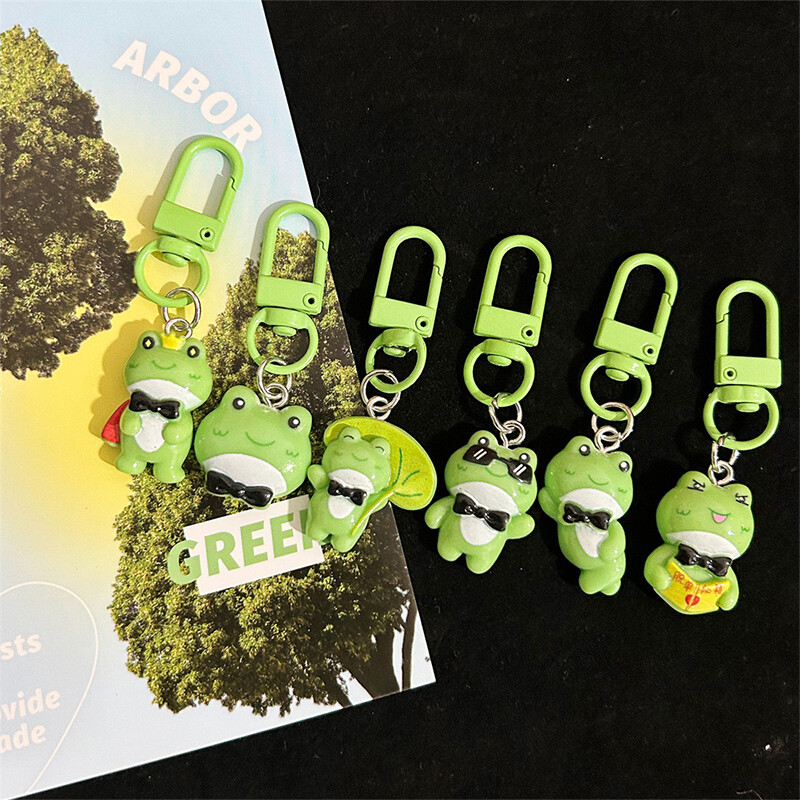 Cute Cartoon Green Frog Keychain Lovely Animal Keyring Handbag Pendant ...