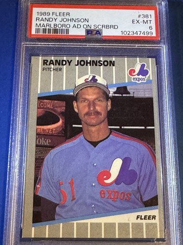 1989 Fleer #381 Randy Johnson RC Rookie HOF Marlboro Ad On Scoreboard ...