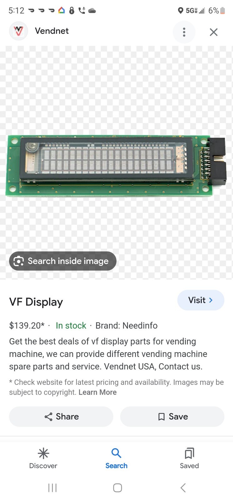 FSI, USI, Wittern, Vendnet SNACK MACHINE GVC2 / VF LED DISPLAY BOARD ...