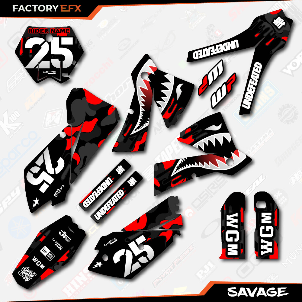 Black Red Savage Graphics Kit fit KTM 2003-2004 SX SXF XC XCF 125 250 ...