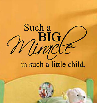 Such a Big Miracle in such a little Child Wall Vinyl Decal Sticker Baby ...