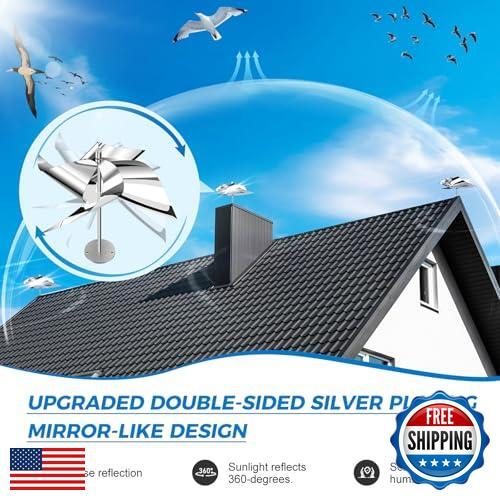 2 Pack Reflective Wind Powered Scare Devices, Weatherproof Aluminum ...