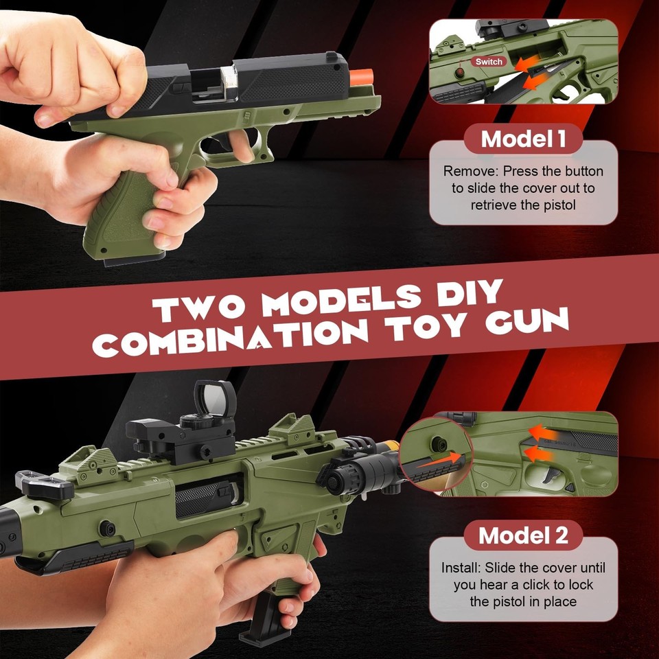 Two Modes Toy Gun Rifle for Boys 8-12, Soft Bullet Toy Gun with Shell ...