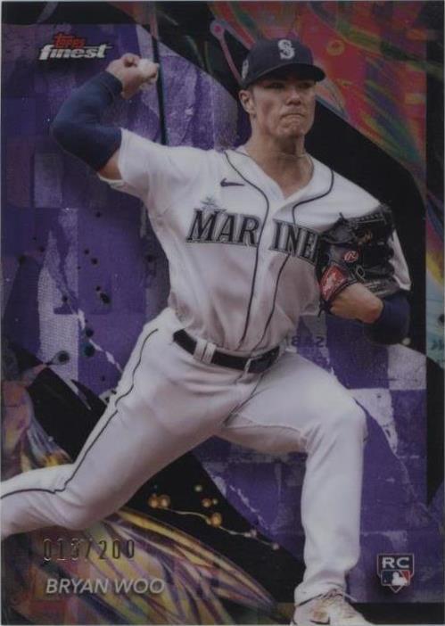 2024 Topps Finest - Uncommon Bryan Woo #171 Purple Refractor /200 (RC ...