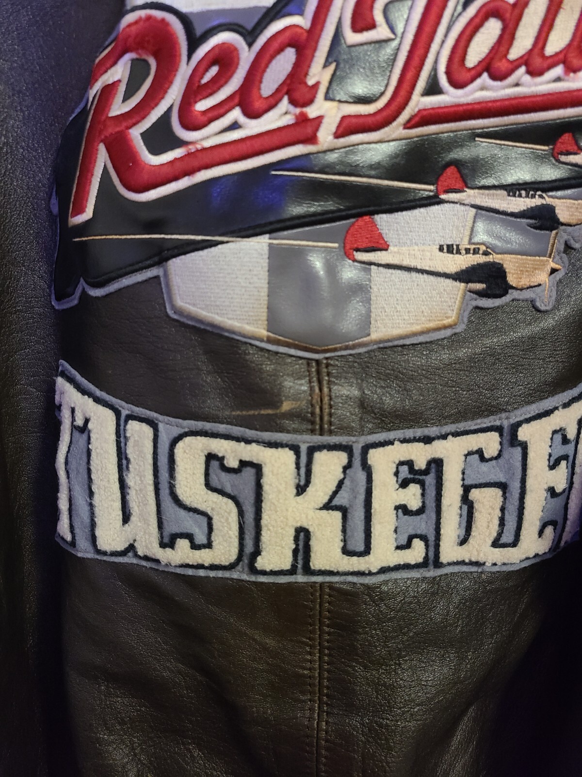 Avirex Tuskegee Airmen Red Tails Leather Bomber Jacket - Gem