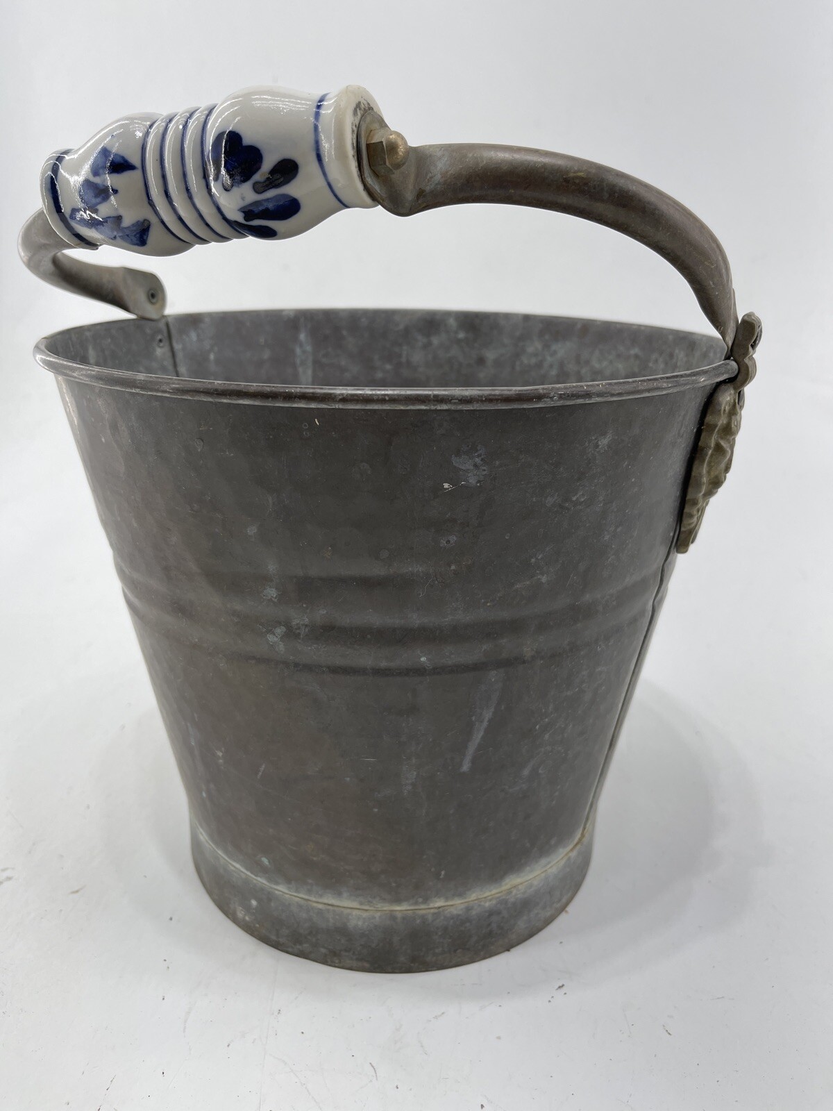 Vintage Large Copper Pot Bucket Metal And Porcelain Handle | eBay