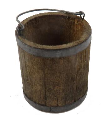 Dolls House Rustic Wooden Bucket with Handle Miniature Garden Kitchen ...