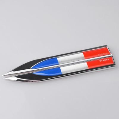 Pair Metal France French Flag Car Auto Fender Emblem Skirts Badge Decal ...