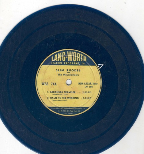 COUNTRY & WESTERN-SLIM RHODES (SUN RECORDS)/MOUNTAINEERS-8" BLUE WAX ...