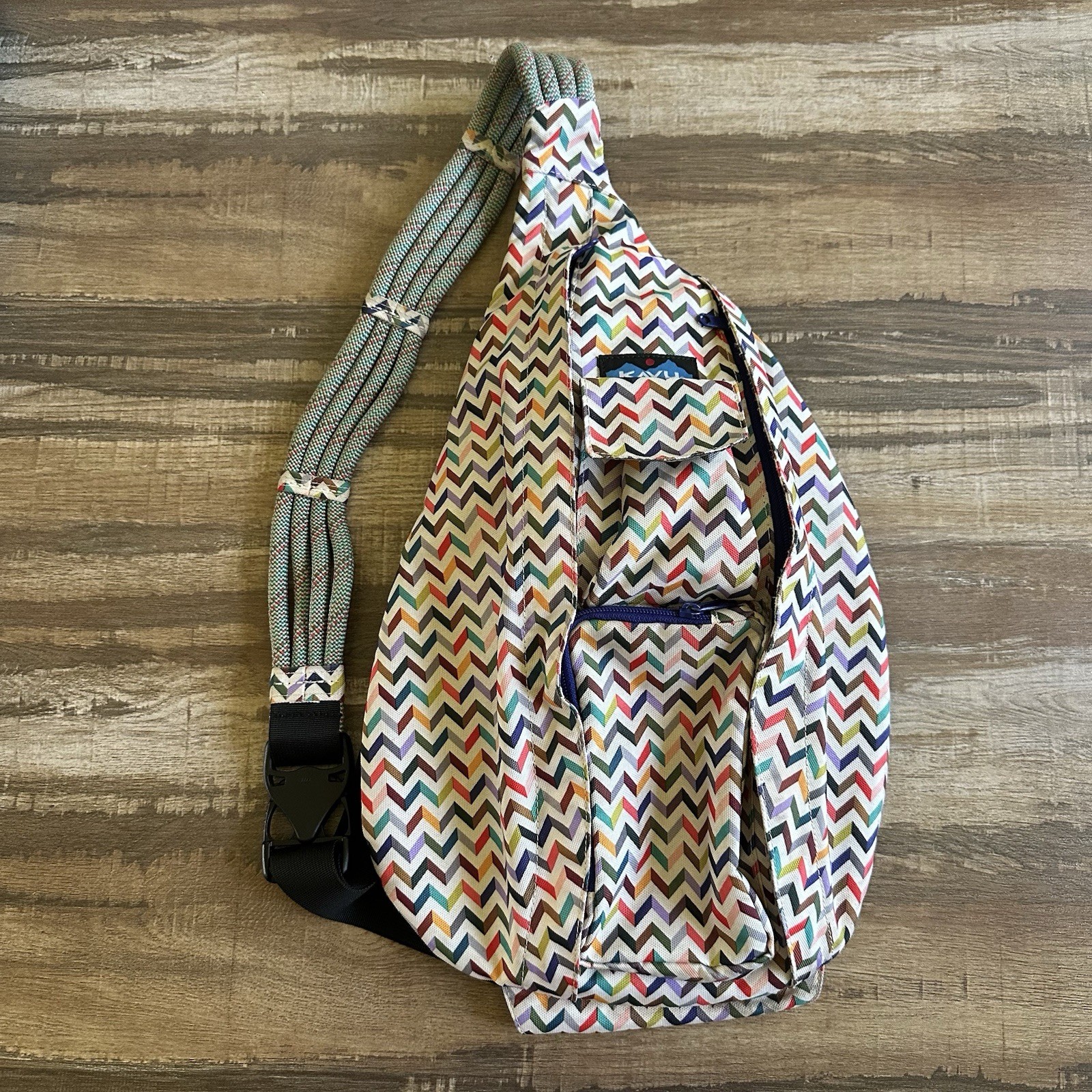 Kavu Rope Sling Taffy Pattern Crossbody Bag with Adjustable Strap Multi ...