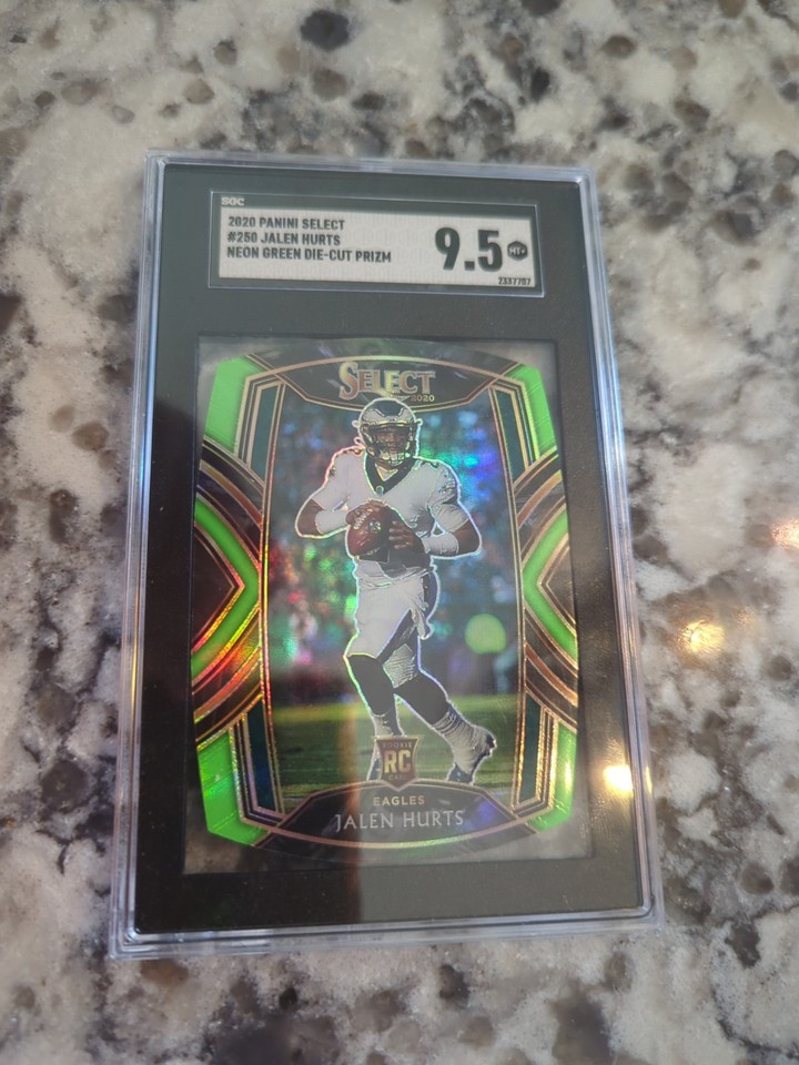 2020 Jalen Hurts Select Club Neon Green Rookie RC Card # 250 Die Cut ...