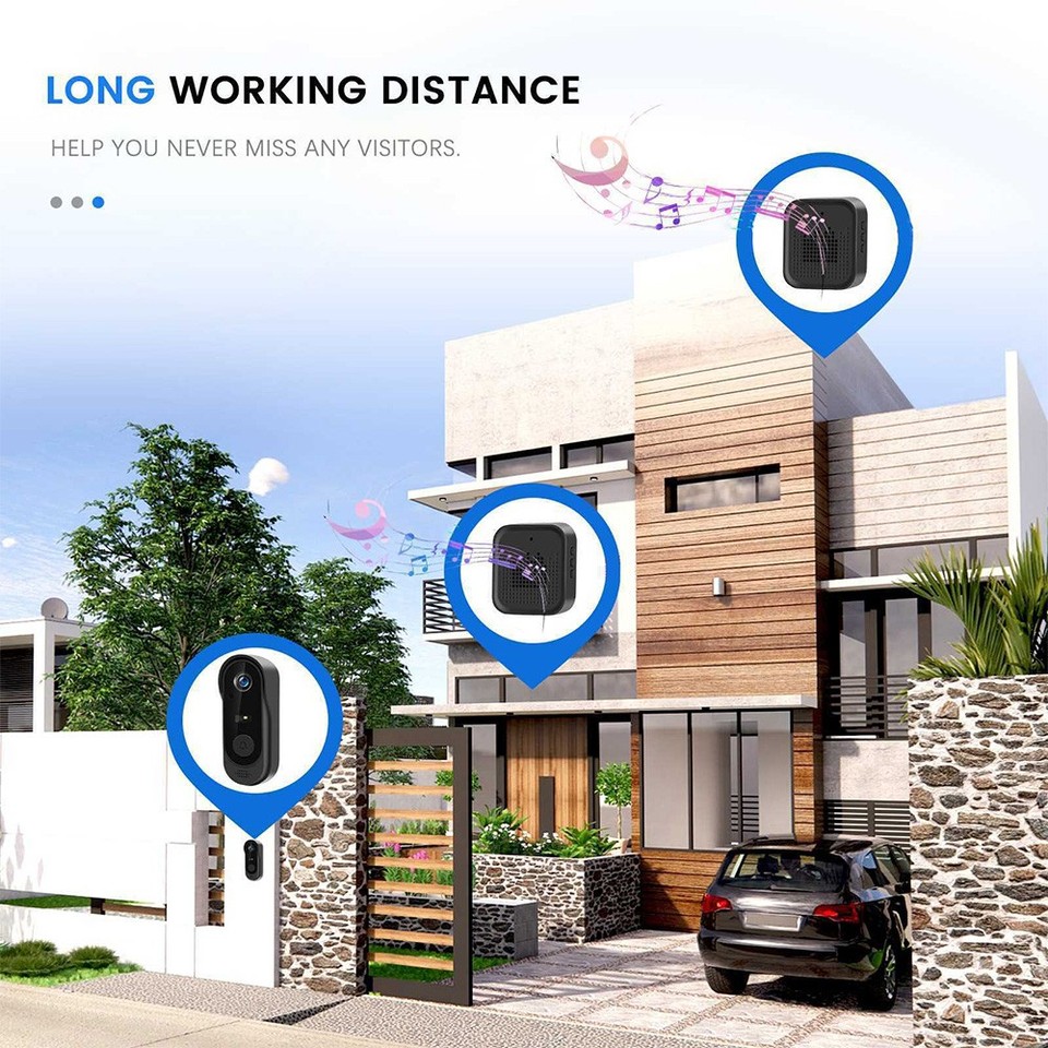 Wireless WiFi Video Smart Doorbell Phone Security Camera Door Bell Ring ...