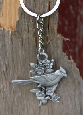 Lead Free Pewter Cardinal Keychain bird key chain by Hastings Pewter ...