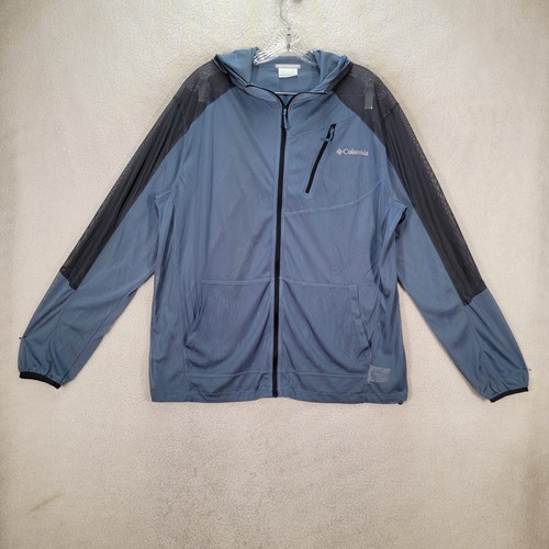 Columbia Womens Sweater Size L Navy Mesh Hooded Sheer Insect Blocker ...