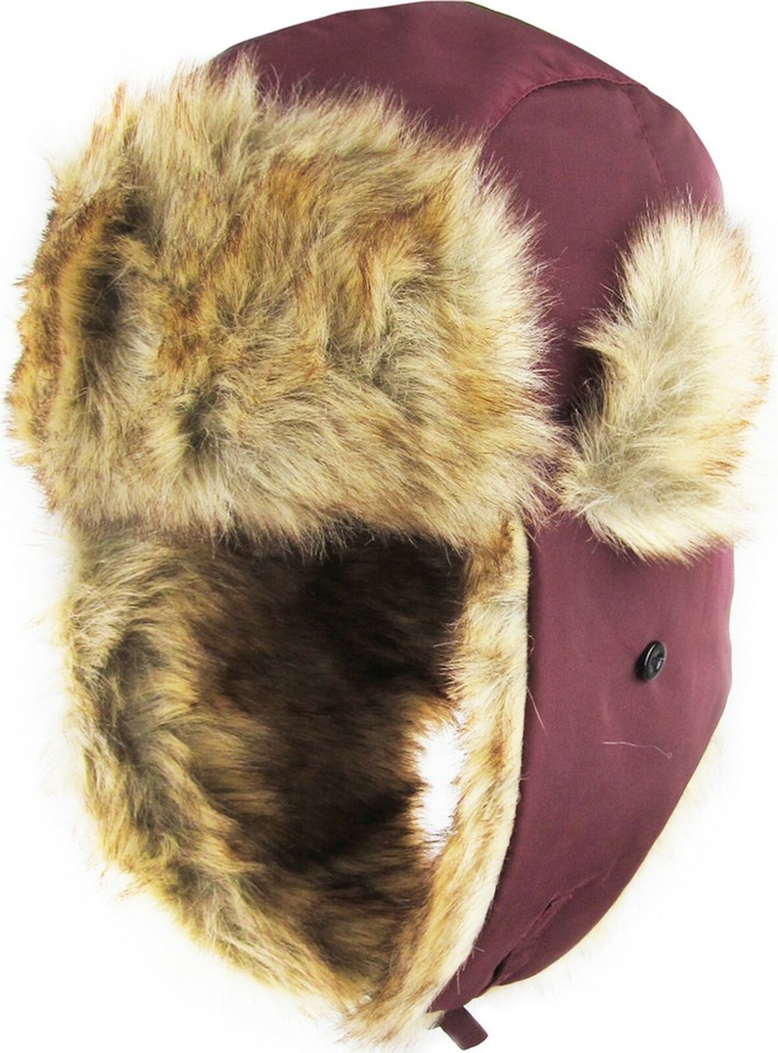 Solid Aviator Trapper Hat Winter Ski Cap Faux Fur | eBay