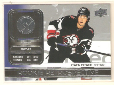 Owen Power 2023-24 Upper Deck Series 1 Rookie Retrospective Insert #5 ...