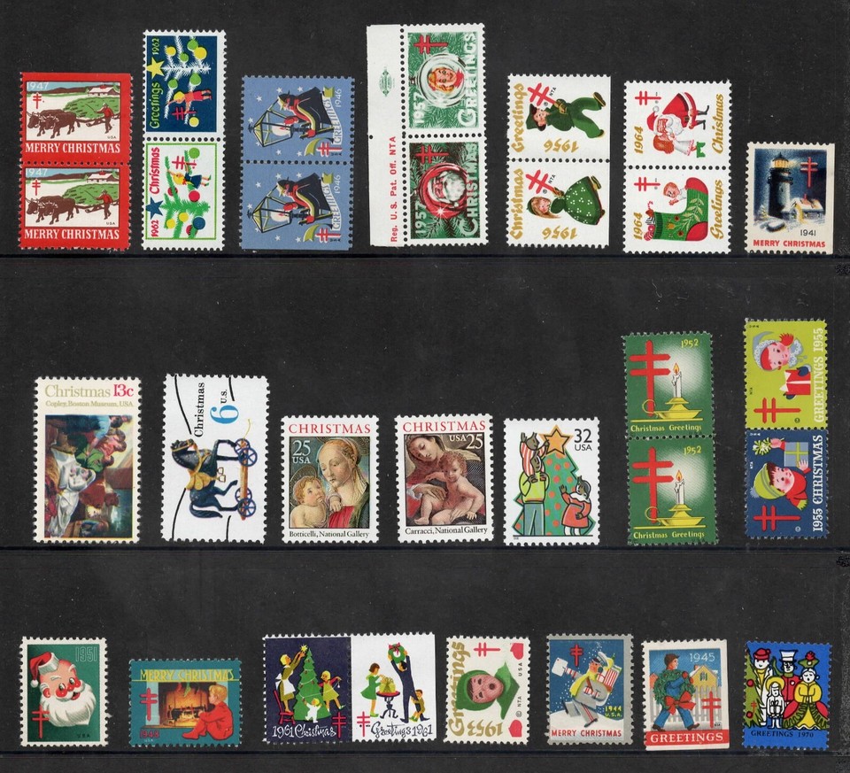 MNH U.S. Christmas Holiday Postage Stamps - $11.71 Face Value ...