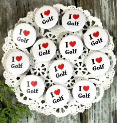 10 Golf Pins 1 1/4" Pinback Buttons Party Favor Gift USA New in Pkg ...