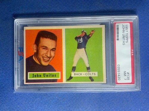 1957 TOPPS #138 JOHNNY UNITAS ROOKIE CARD RC HOF BALTIMORE COLTS PSA 7 ...