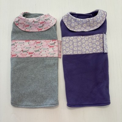 2 x Dog Coats Size 50cm Handmade Slim Fit Cavoodle Adjustable Belt ...