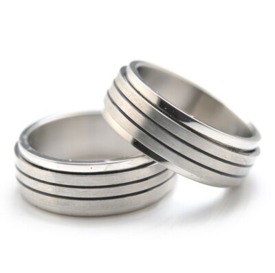 Stainless Steel Spinner Ring Double Line Band Comfort Fit | 316L ...