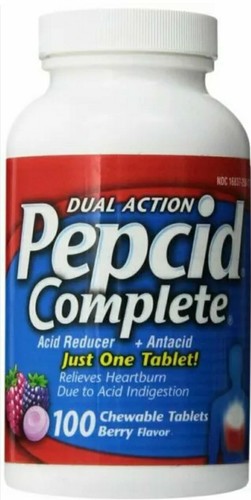 Pepcid Complete Dual Action Acid Reducer Berry - 100 Chewable Tablets ...