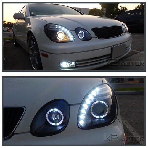 Black Fits 1998-2005 Lexus GS300 GS400 LED Strip Projector Headlights ...