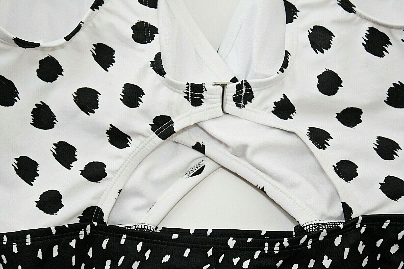 NWT BEACH BETTY 1 PC Swimsuit Keyhole Black White Abstract Dots ...