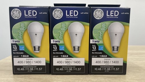 GE LED 3-Way Light Bulbs A19 Soft White 4/9/13W Medium Base – Pack of 3 ...